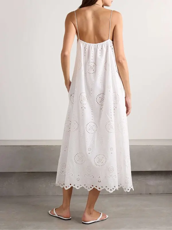 Matteau Tie-detailed Broderie Anglaise Cotton Midi Dress