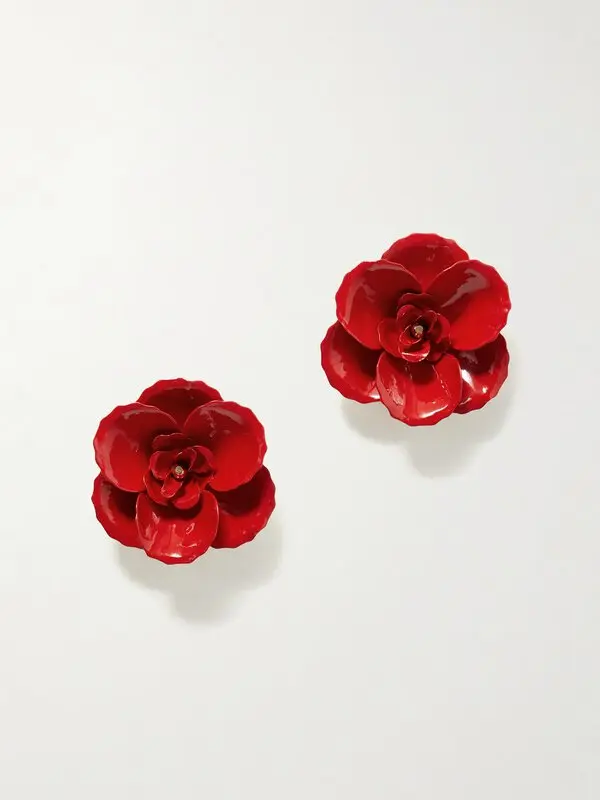 JENNIFER BEHR Chaya Gold-tone Enamel Earrings - Red