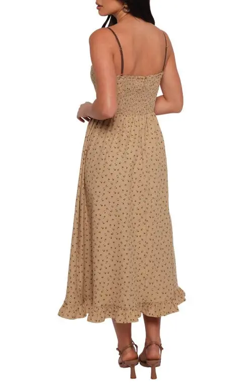Petal & Pup Robbins Bow Floral Print Maxi Dress - Beige Brown | Editorialist