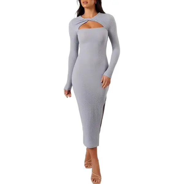 PETAL & PUP Laney Long Sleeve Maxi Dress - Grey