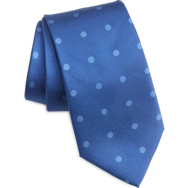CLIFTON WILSON Polka Dot Italian Silk Neck Tie - Azure