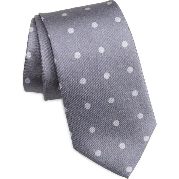 CLIFTON WILSON Polka Dot Neck Tie - Gray