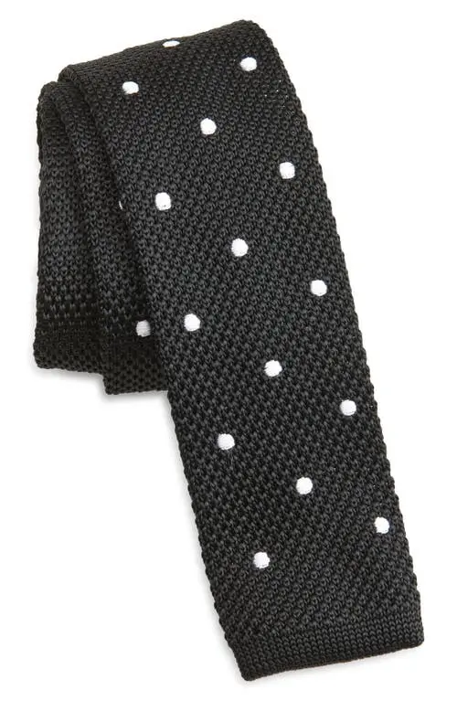 CLIFTON WILSON Polka Dot Knit Neck Tie - Black
