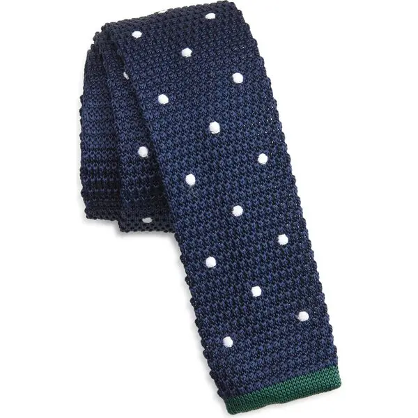 CLIFTON WILSON Polka Dot Knit Neck Tie - Blue