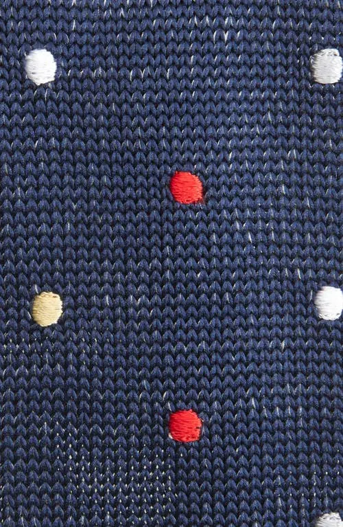 CLIFTON WILSON Polka Dot Knit Silk Tie
