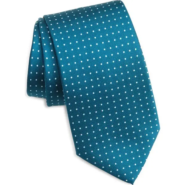 CLIFTON WILSON Dot Silk Neck Tie - Petrol