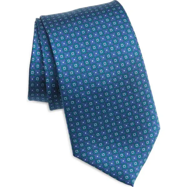 CLIFTON WILSON Floral Medallion Silk Tie - Blue