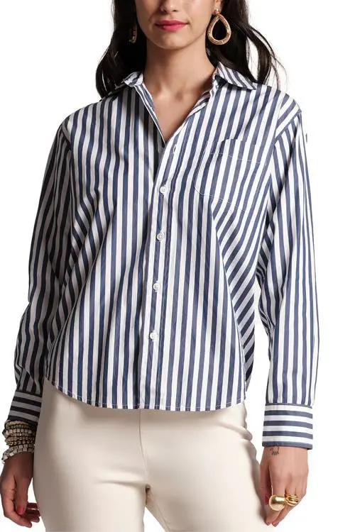 FRANCES VALENTINE Striped Button-down Shirt - Navy/white