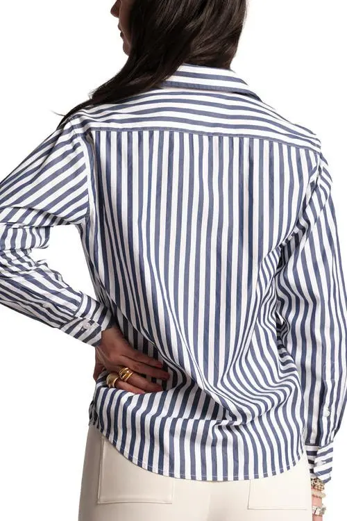 FRANCES VALENTINE Striped Button-down Shirt - Navy/white