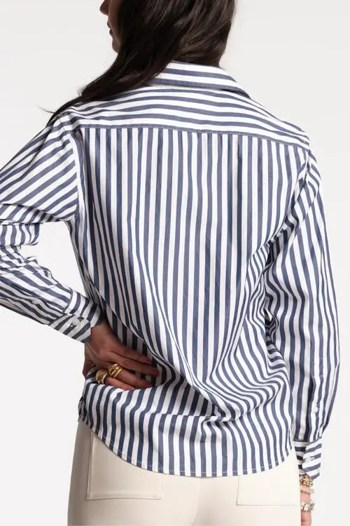 FRANCES VALENTINE Striped Button-down Shirt - Navy/white