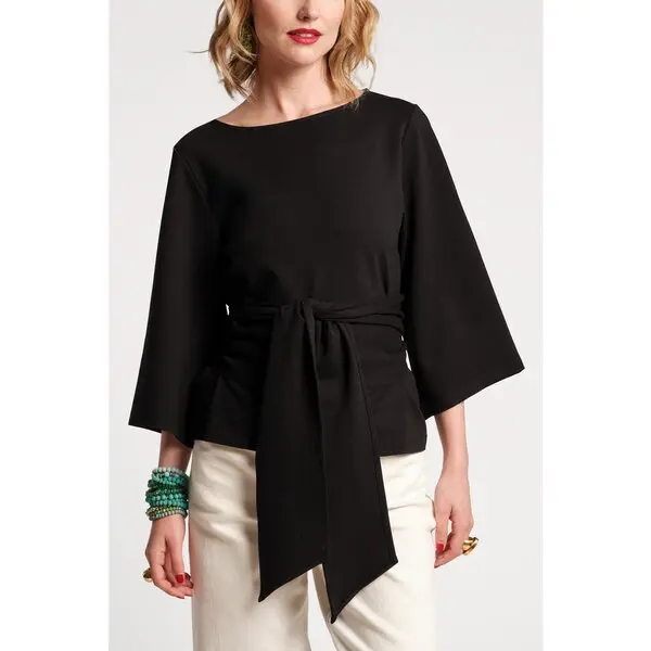FRANCES VALENTINE Whitney Wrap Top - Black