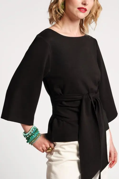 FRANCES VALENTINE Whitney Wrap Top - Black