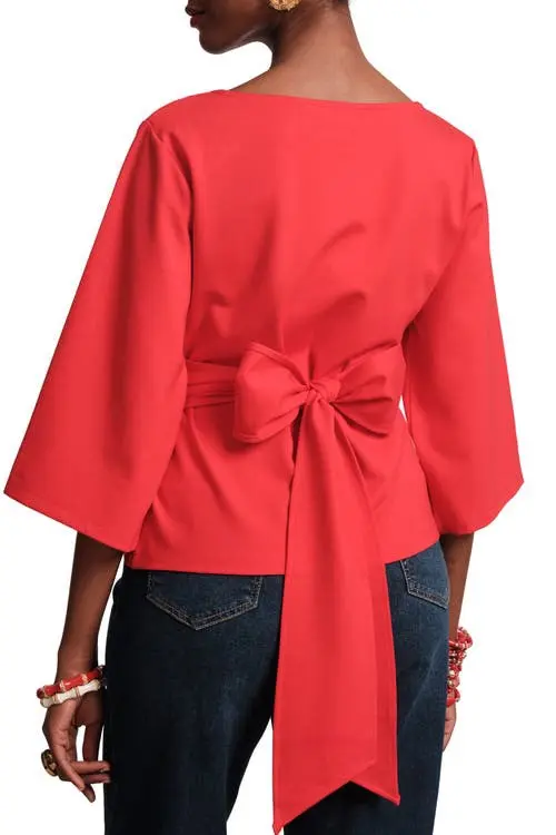 FRANCES VALENTINE Whitney Wrap Top - Red
