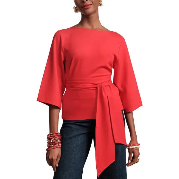 FRANCES VALENTINE Whitney Wrap Top - Red