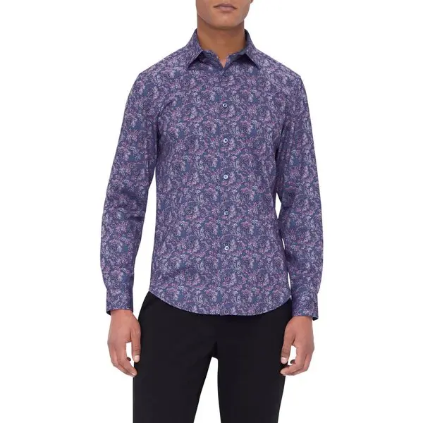 Bugatchi Jimmy Ooohcotton® Floral Button-up Shirt - Magenta