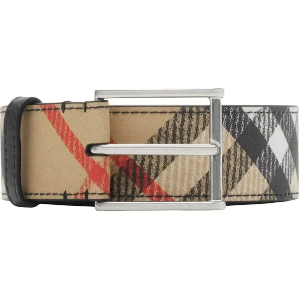 Burberry Check Woven Belt - Sand
