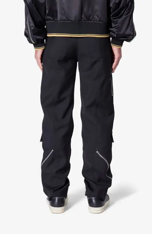 Mnml Angled Zip Cargo Pants - Black | Editorialist