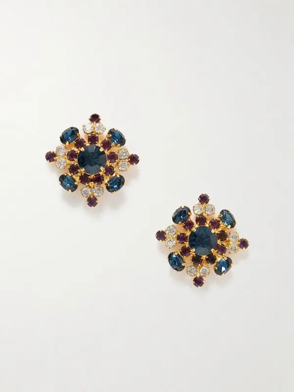 JENNIFER BEHR Perola Gold-plated Crystal Earrings - Blue