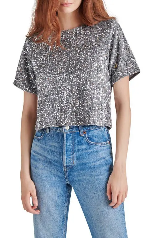 Steve Madden Cressa Sequin T-shirt - Grey