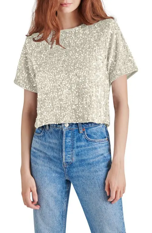 Steve Madden Cressa Sequin T-shirt - Ivory