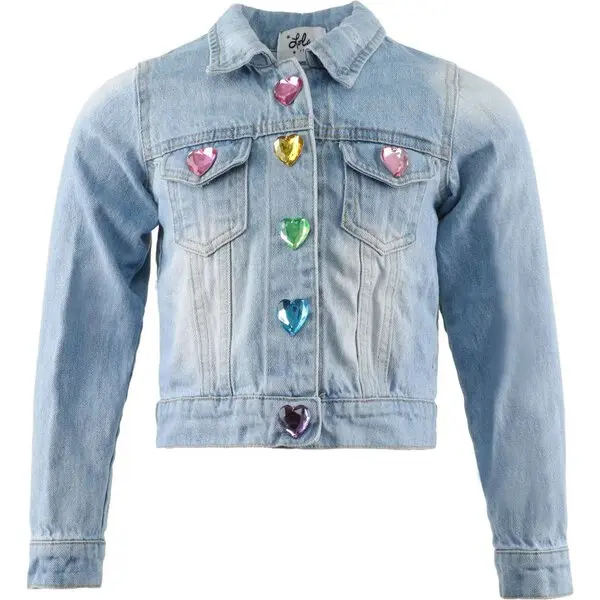 LOLA + THE BOYS Denim Jacket With Sequined Unicorn - Light Blue