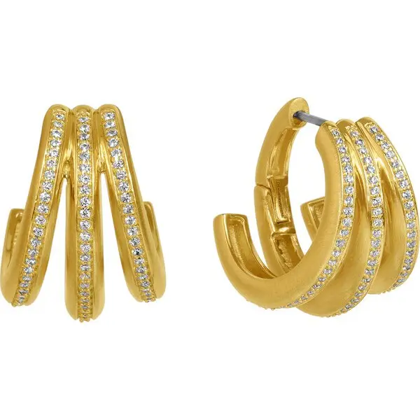 DEAN DAVIDSON Dauphine Pavé Hoop Earrings - White Topaz/ Gold