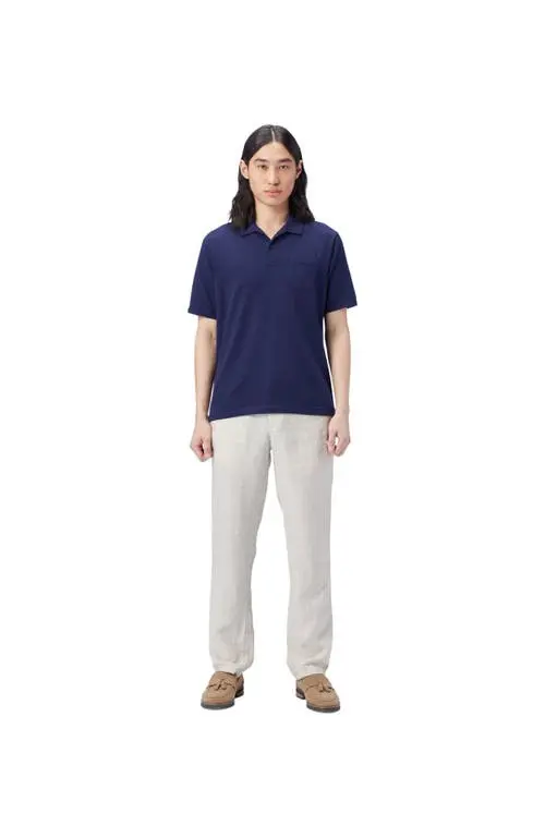 Gobi Cashmere Cotton Silk Cashmere Blend Polo Shirt - Navy
