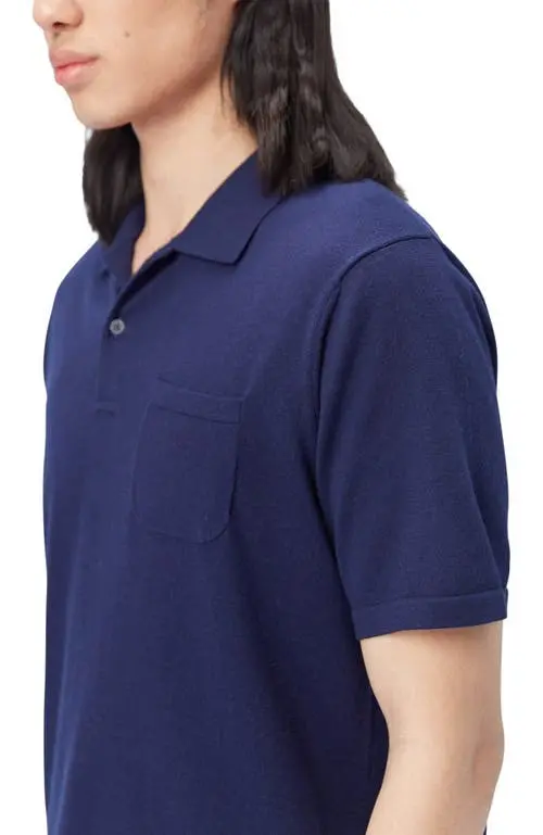 Gobi Cashmere Cotton Silk Cashmere Blend Polo Shirt - Navy