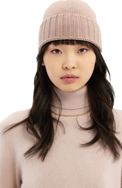 Gobi Cashmere Cashmere Rib Knit Beanie - Adobe Rose