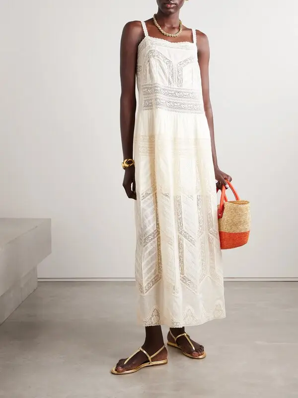 zimmermann acacia lace dress Zimmermann Acacia Lace-Trimmed Cotton-Voile Maxi Dress In Cream - 40% Off
