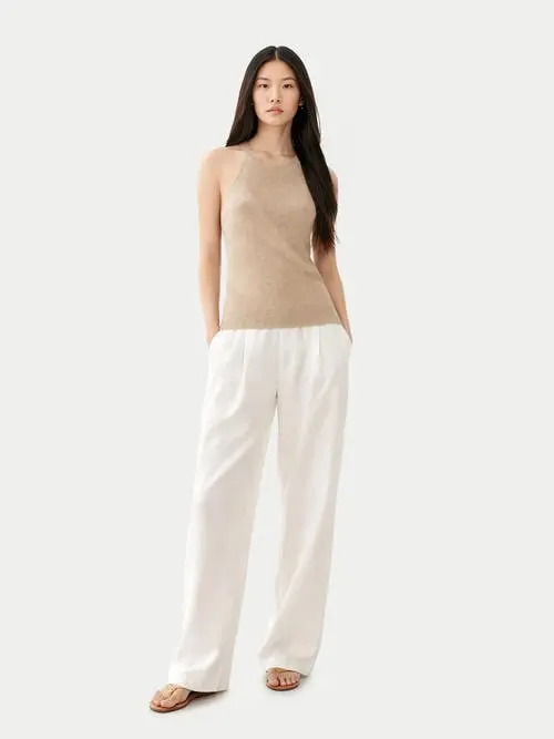 Gobi Cashmere Ajour" Knit Top - Beige