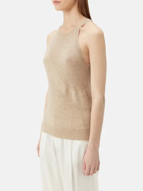Gobi Cashmere Ajour" Knit Top - Beige