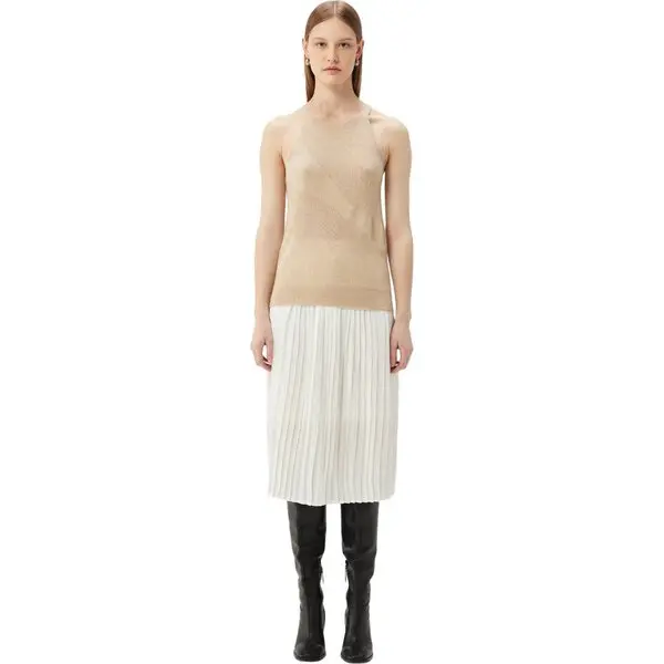 Gobi Cashmere Ajour" Knit Top - Beige