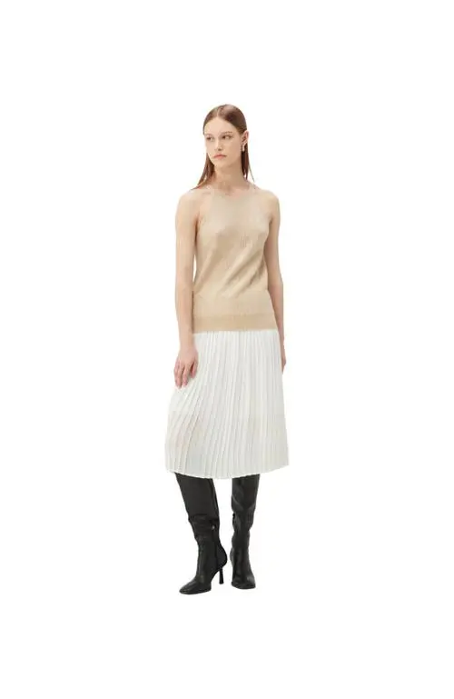 Gobi Cashmere Ajour" Knit Top - Beige
