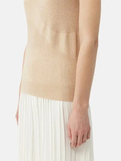 Gobi Cashmere Ajour" Knit Top - Beige