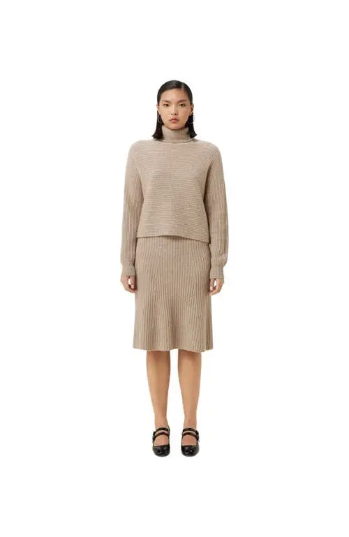 Gobi Cashmere Cashmere Midi Flared Skirt - Warm Grey