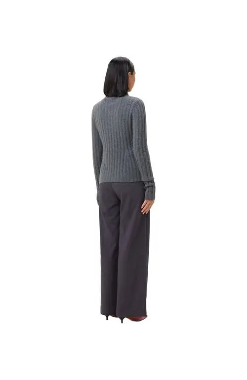 Gobi Cashmere Cashmere Turn-up Cuffs Sweater - Stone Gray