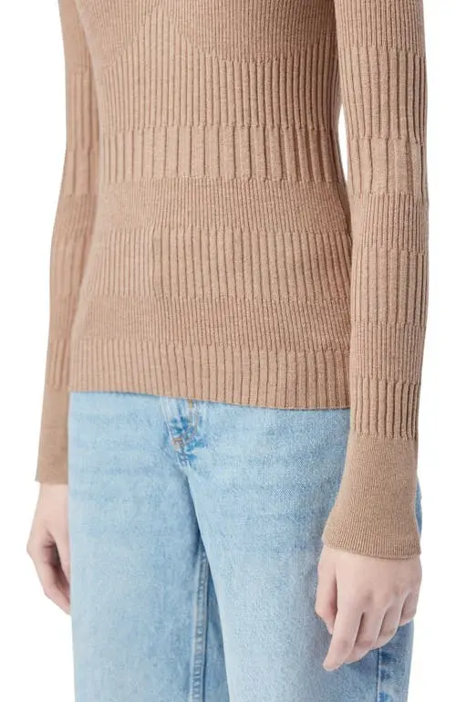 Gobi Cashmere High-neck Ribbed Cotton, Silk, And Cashmere Blend Sweater - Timber Wolf