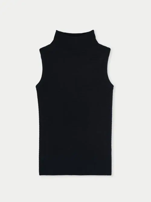 Gobi Cashmere Lightweight Ribbed Silk Turtleneck - Black