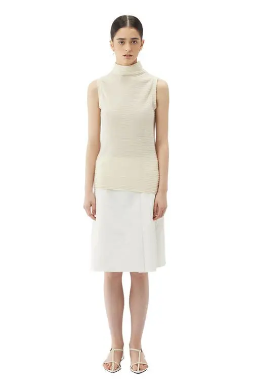 Gobi Cashmere Lightweight Ribbed Silk Turtleneck - Marshmallow