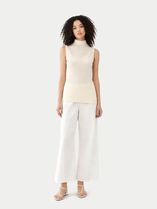 Gobi Cashmere Lightweight Ribbed Silk Turtleneck - Marshmallow