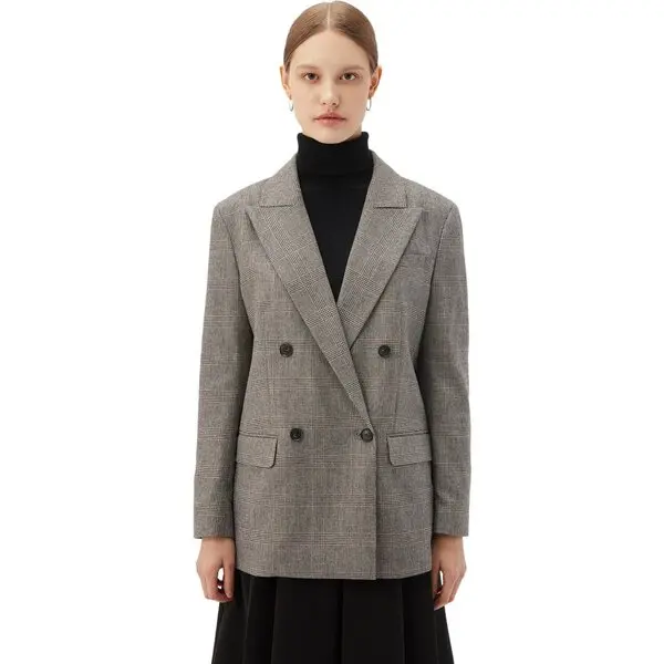 Gobi Cashmere Double-breasted Cashmere Blazer - Warm Grey