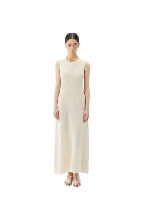 Gobi Cashmere Lightweight Knit Dress - Marshmallow