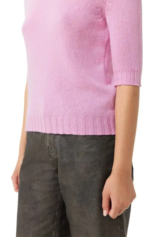 Gobi Cashmere Cashmere T-neck Knitted Top - Pink Frosting