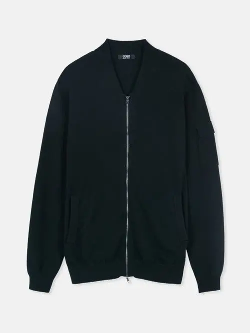 Gobi Cashmere Zip-up Bomber Jacket - Black
