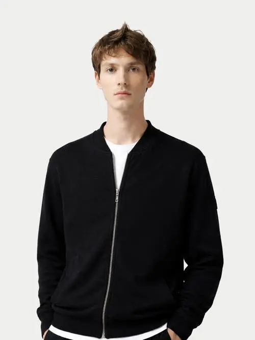 Gobi Cashmere Zip-up Bomber Jacket - Black