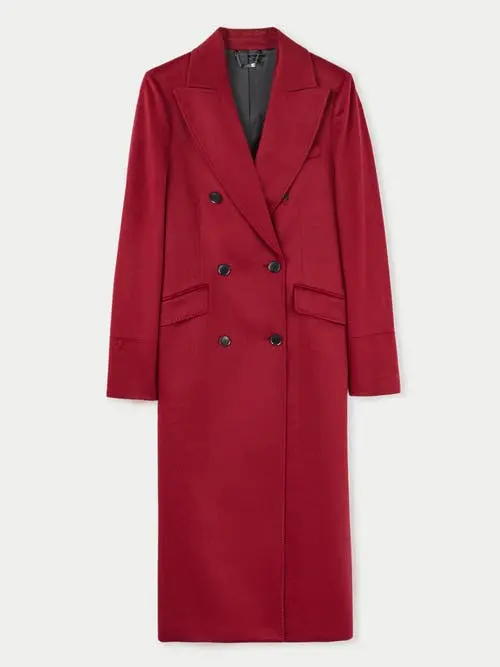 Gobi Cashmere Cashmere Peak Lapel Long Coat - Bordeaux