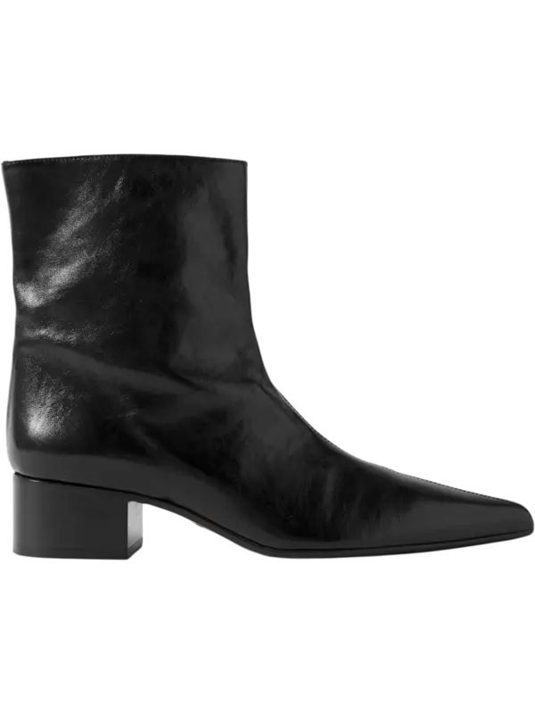 Khaite Andee Crinkled-leather Ankle Boots - Black