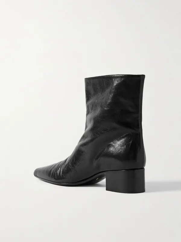 Khaite Andee Crinkled-leather Ankle Boots - Black