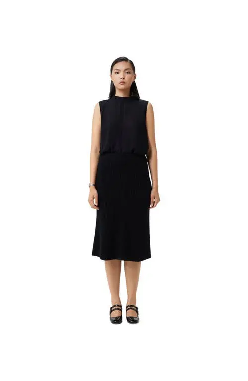 Gobi Cashmere Cashmere Midi Flared Skirt - Black